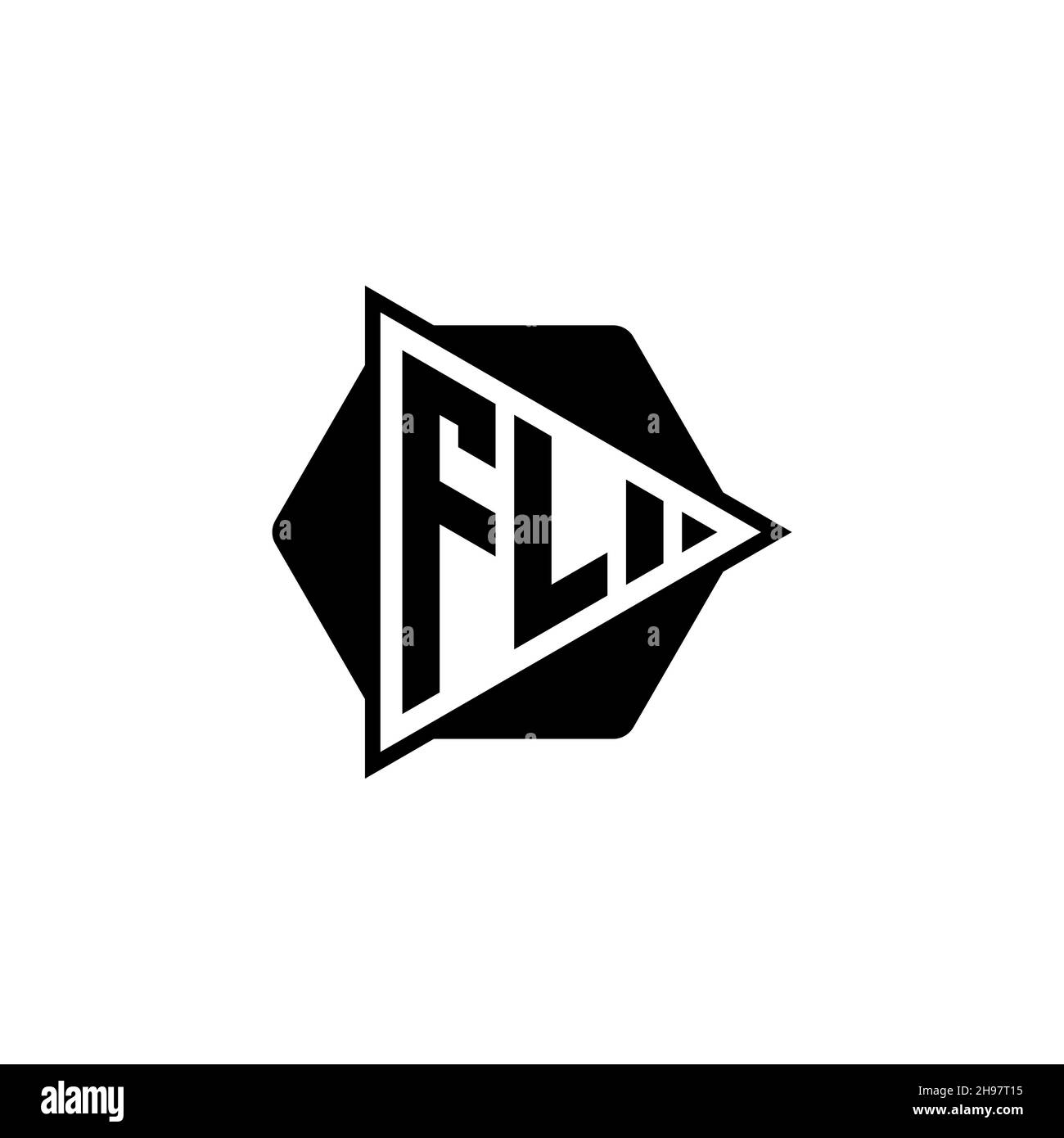 FL Monogram logo letter with triangle play button shape hexagonal ...