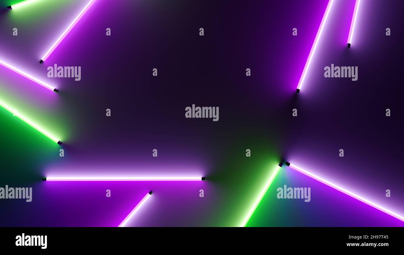 A 3D illustration of purple and green neon tubes texture background ...