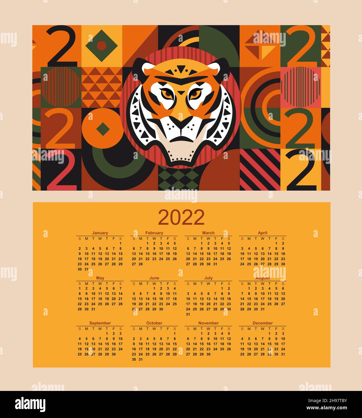 2022 year Calendar with 12 month Stock Vector Image & Art - Alamy