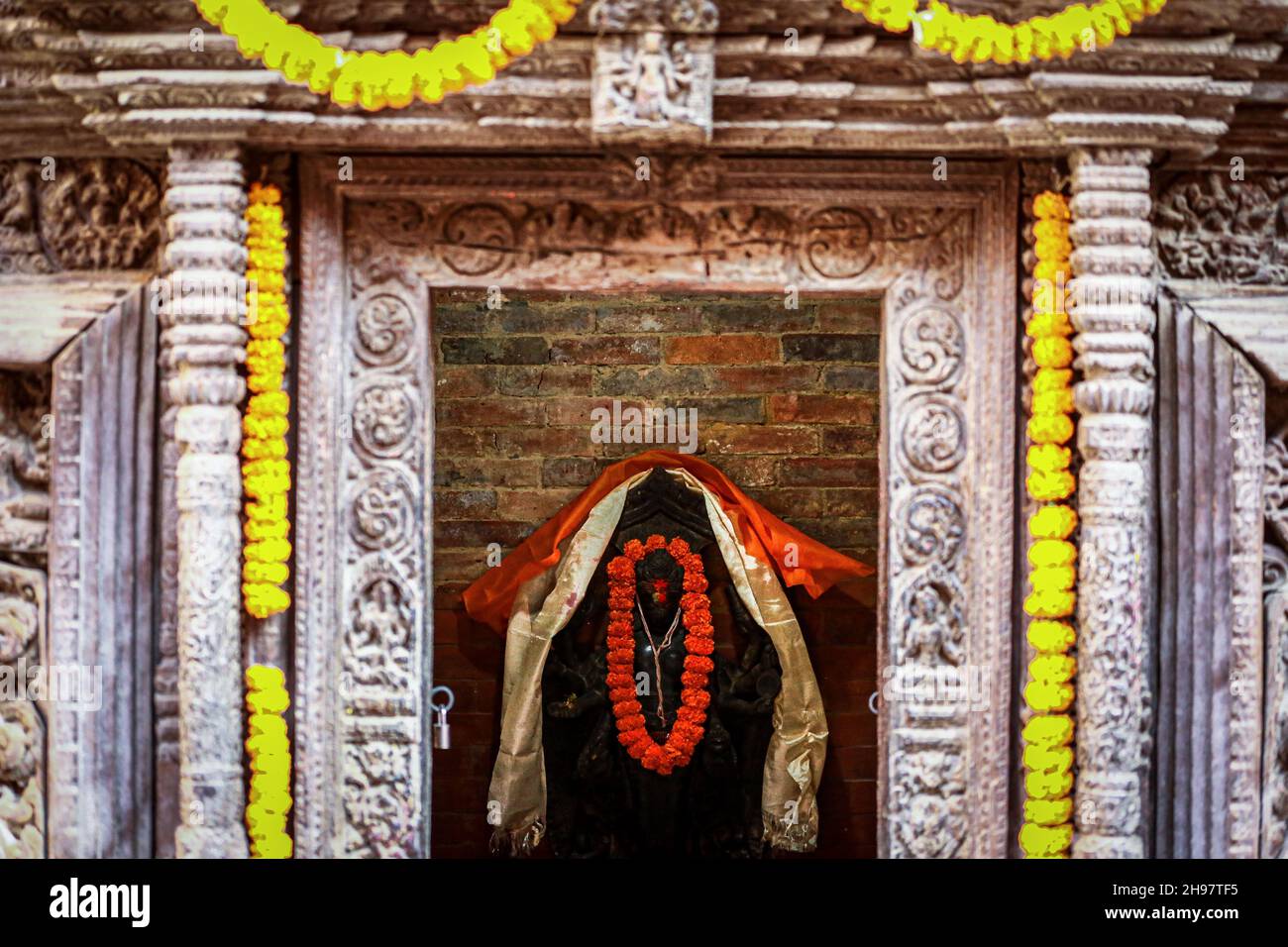 Lalitpur, Bagmati, Nepal. 5th Dec, 2021. A stone statue of Laxmi ...