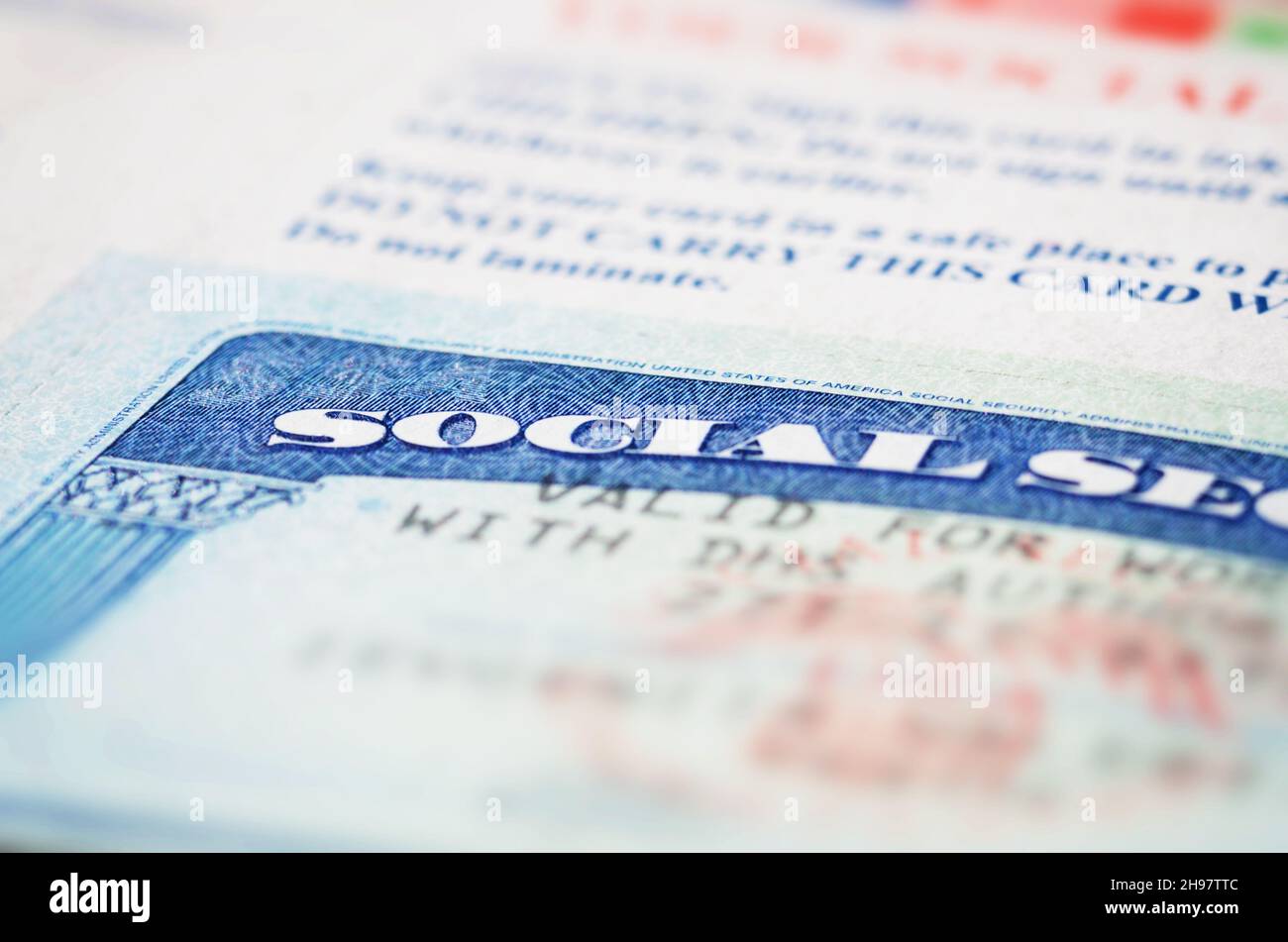 Blue social security card macro shot Stock Photo - Alamy