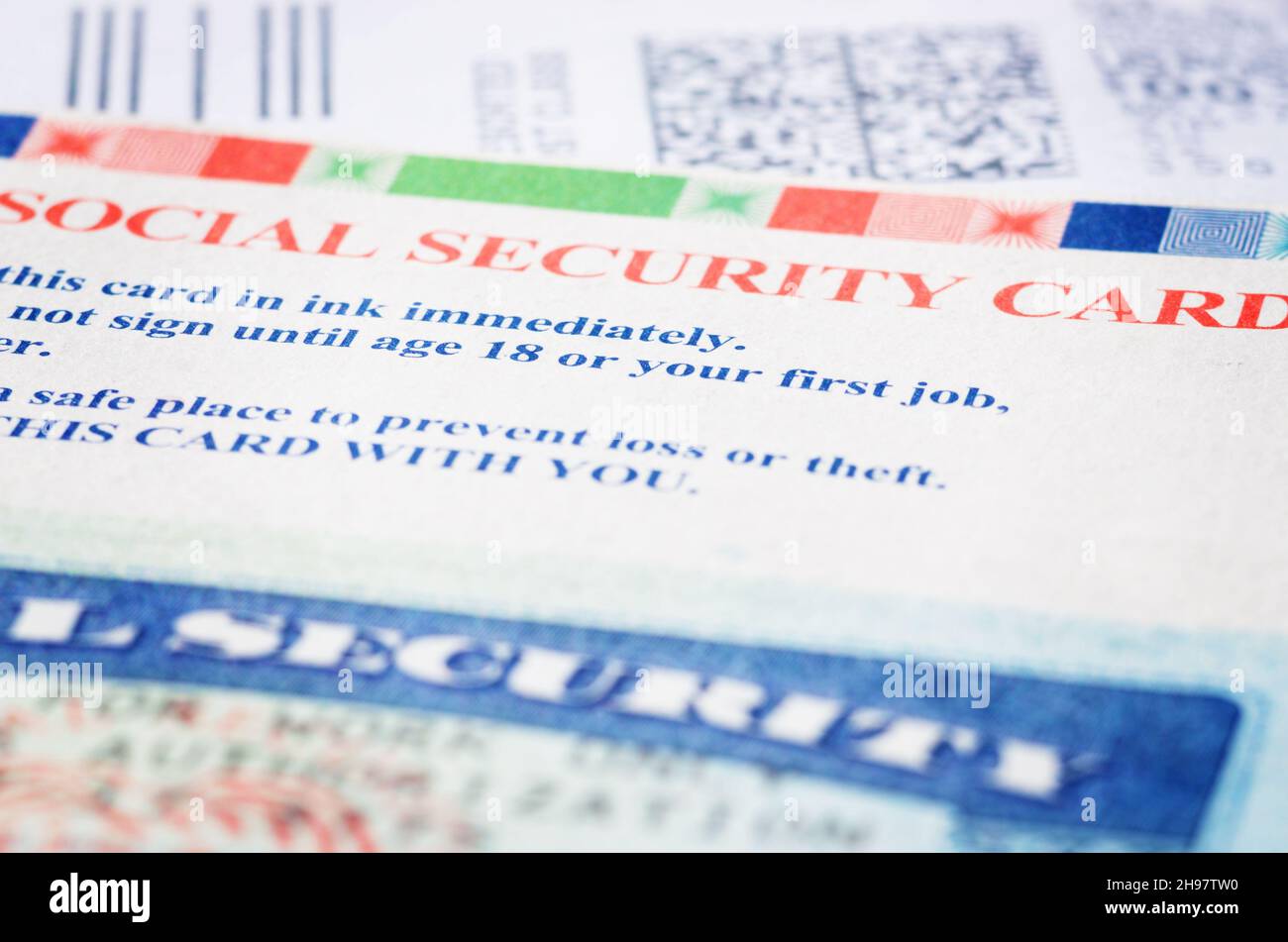 Blue social security card macro shot Stock Photo - Alamy