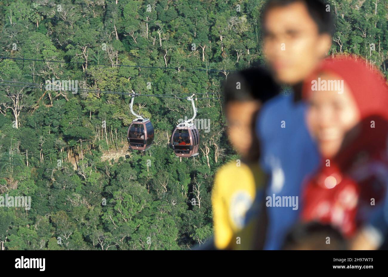 a cable car at the jungle Landscape at the Mountain area of Gunung ...