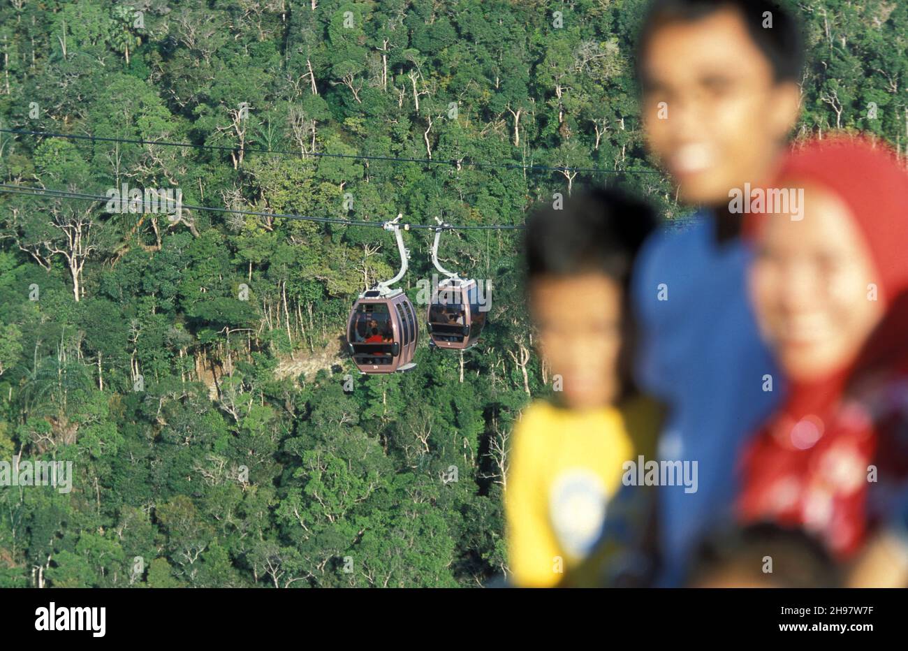 a cable car at the jungle Landscape at the Mountain area of Gunung ...