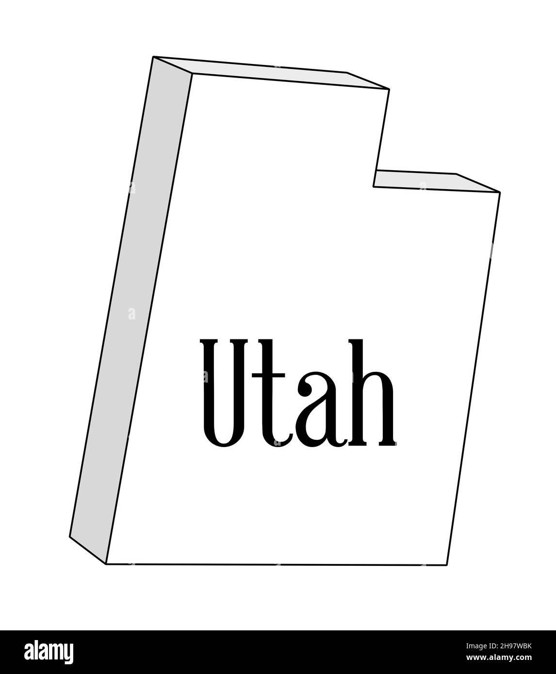 Outline 3D map of the state of Utah on a white background Stock Photo ...