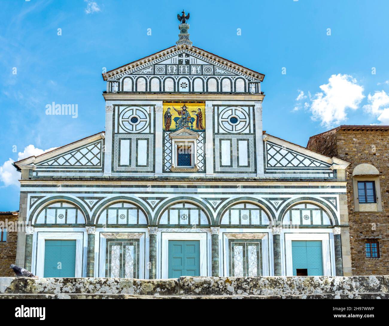 The façade of the Basilica of San Miniato al Monte (St. Minias on the ...