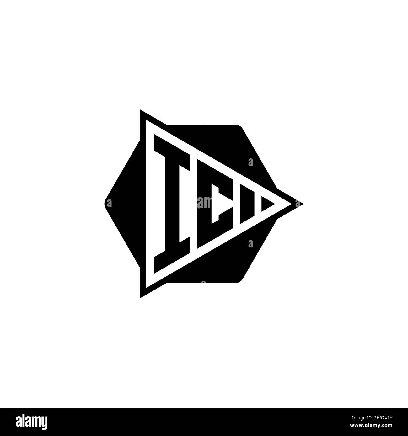 IC Monogram logo letter with triangle play button shape hexagonal ...