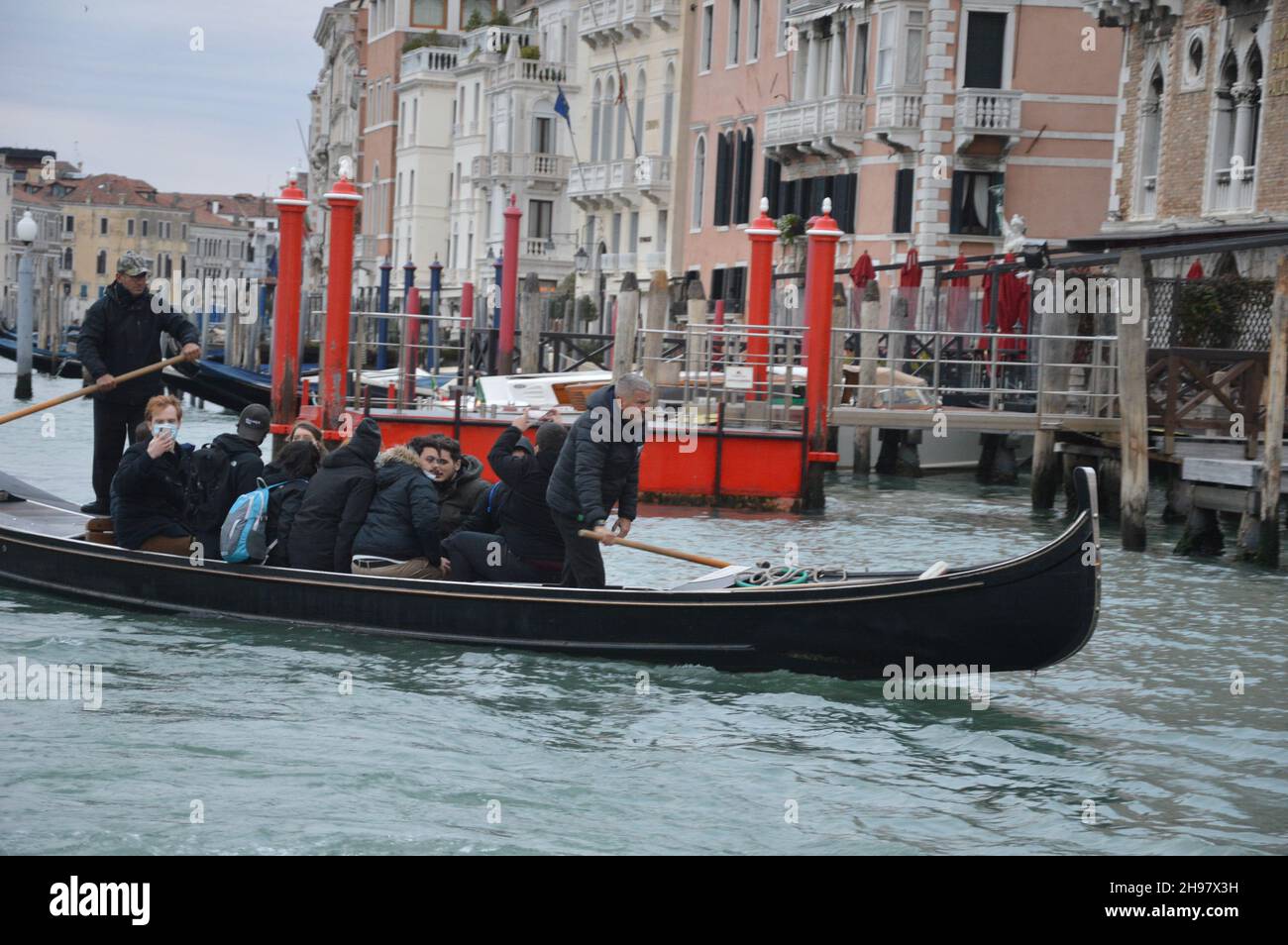 Crossing with a gondola traghetto The Grand Canal in Venice, Italy ...