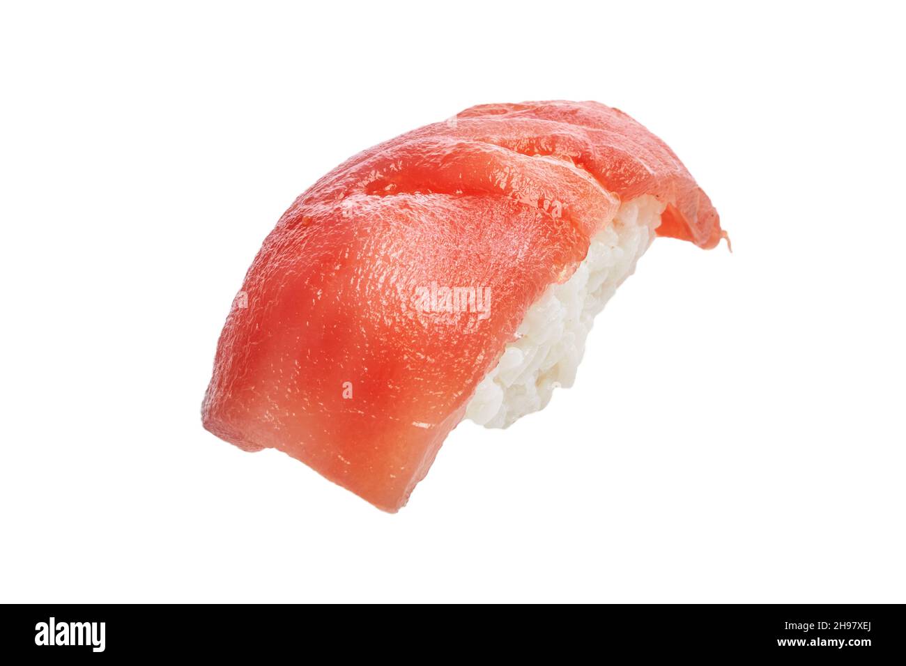 Single salmon nigiri sushi isolated over white background Stock Photo ...
