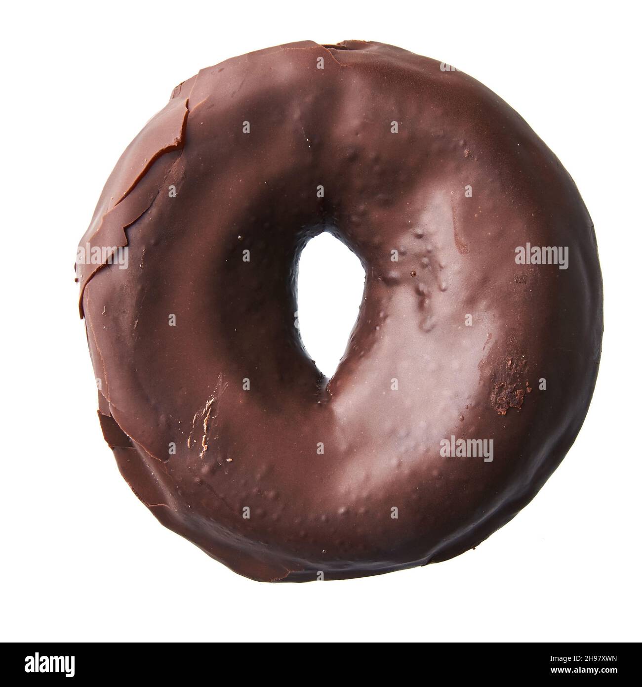 Single delicious chocolate doughnut isolated on a white background ...