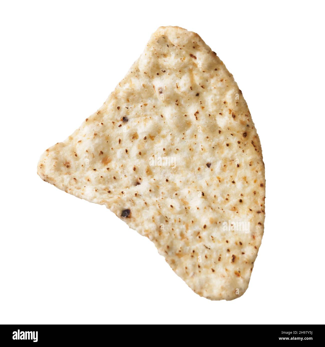 Single mexican nacho chip isolated on a white background Stock Photo ...