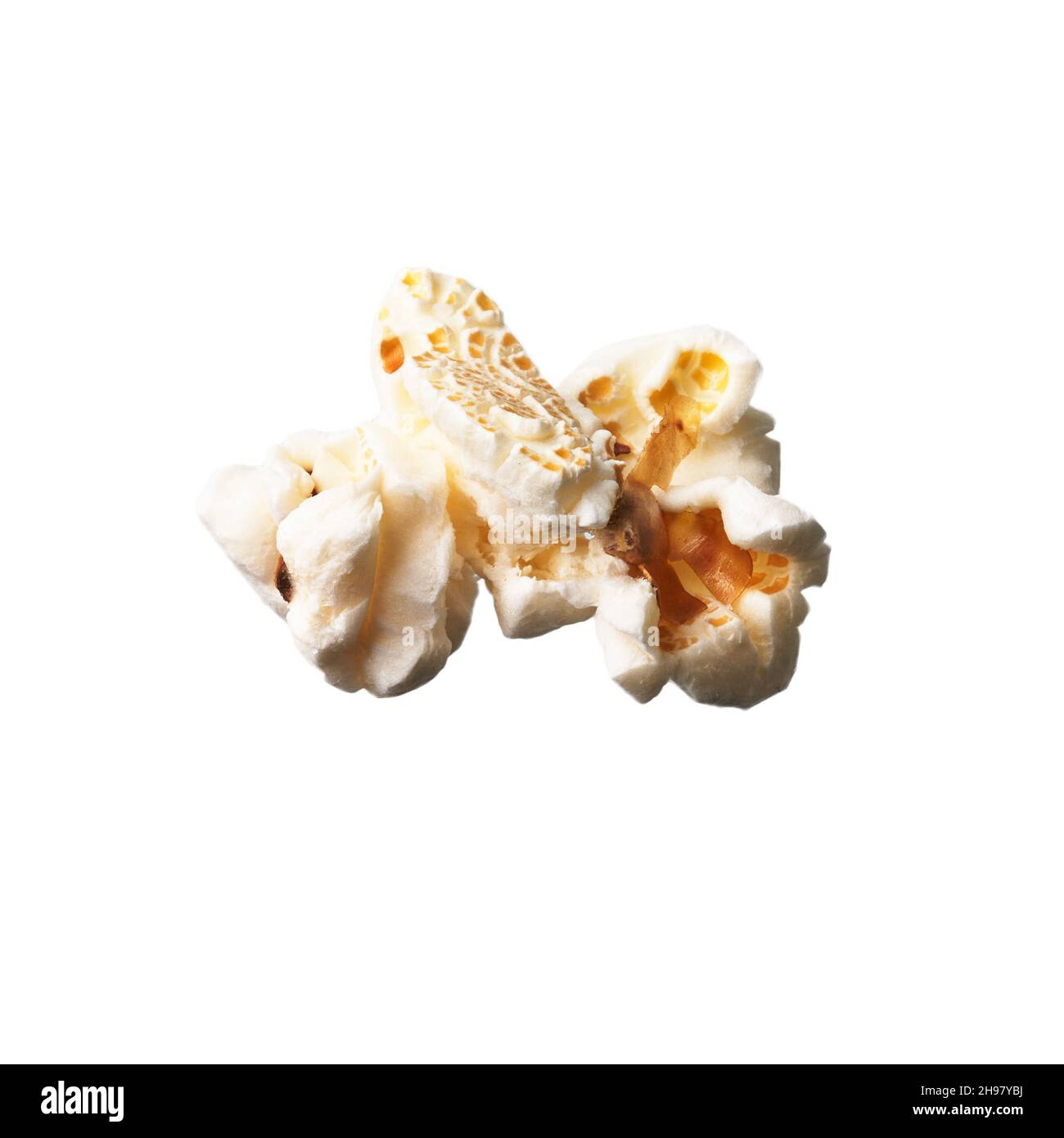 Single delicious salty popcorn isolated on a white background Stock ...