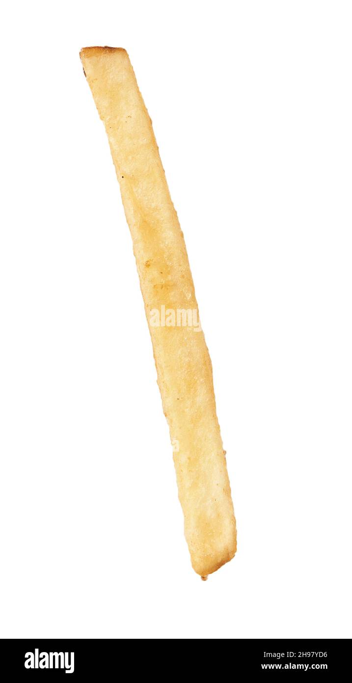 Single french fried potatoes isolated on a white background Stock Photo ...