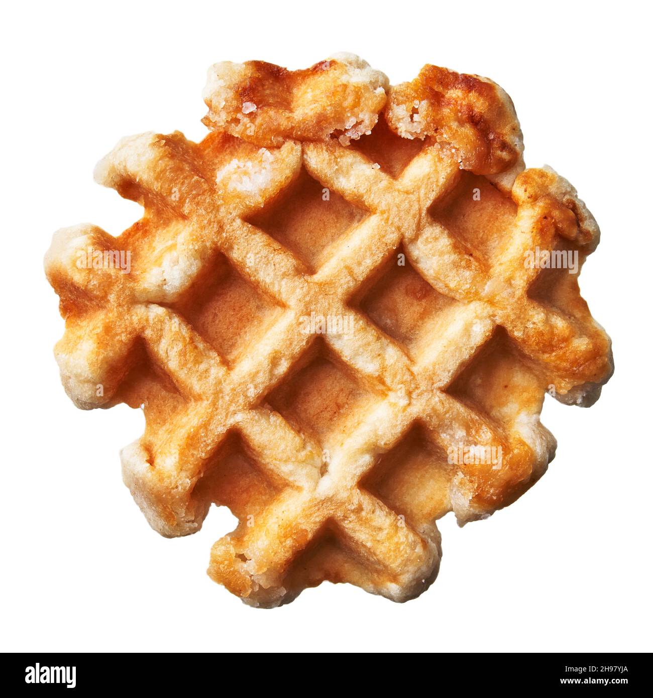 Single delicious waffle isolated over white background Stock Photo - Alamy