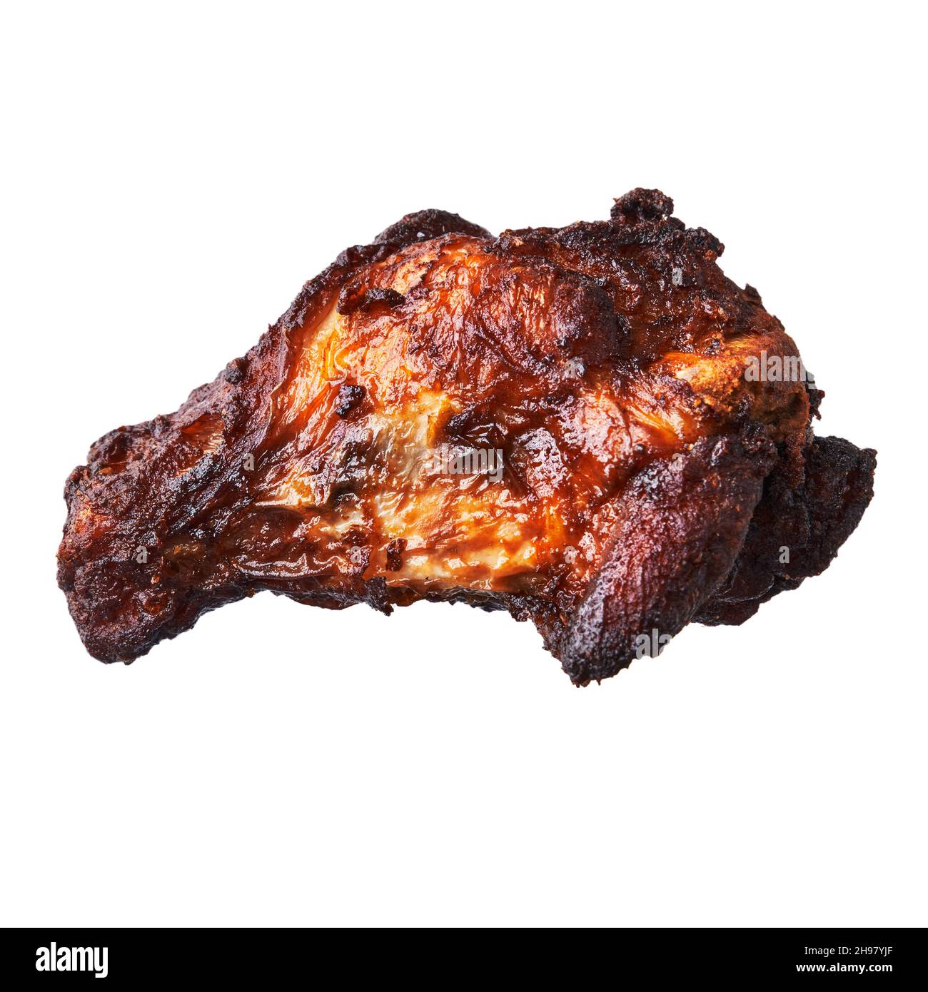 SIngle roasted chicken wing isolated on a white background Stock Photo ...
