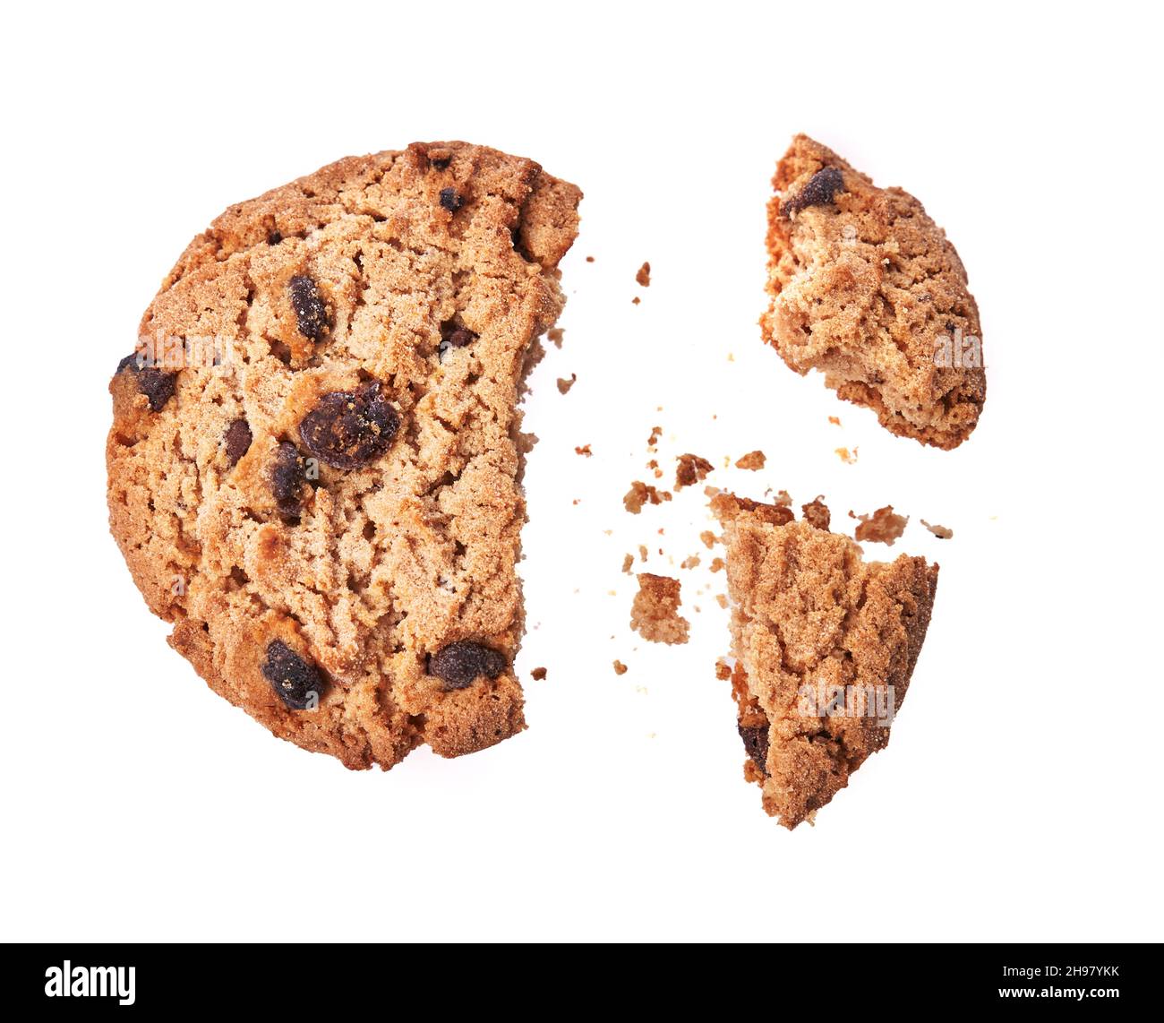 Delicious chocolate cookies flying isolated on a white background Stock ...