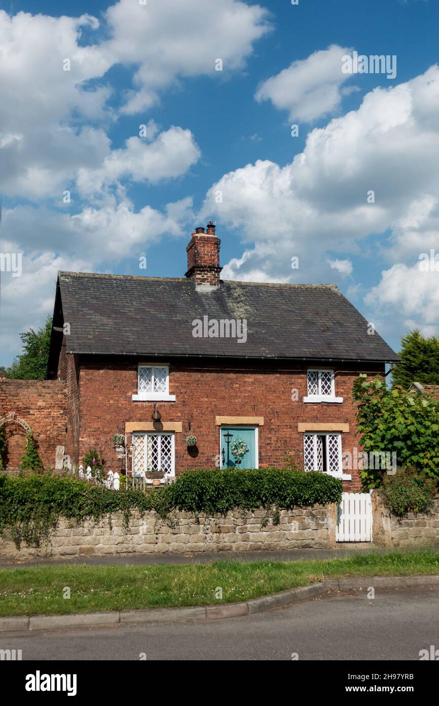 small brick pretty cottage at Barlborough, Derbyshire Stock Photo - Alamy