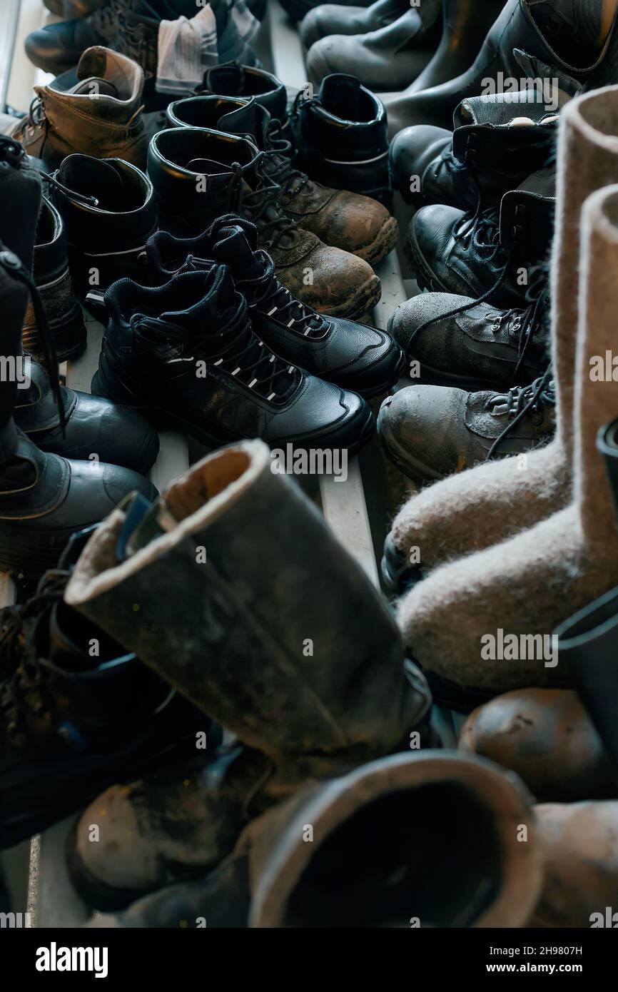 Old work boots hi-res stock photography and images - Alamy