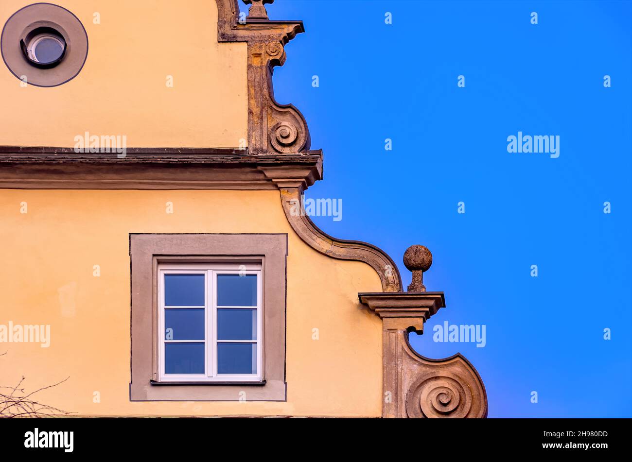 Baroque gable of a historical architecture in detail, Zwiefalten, Baden ...