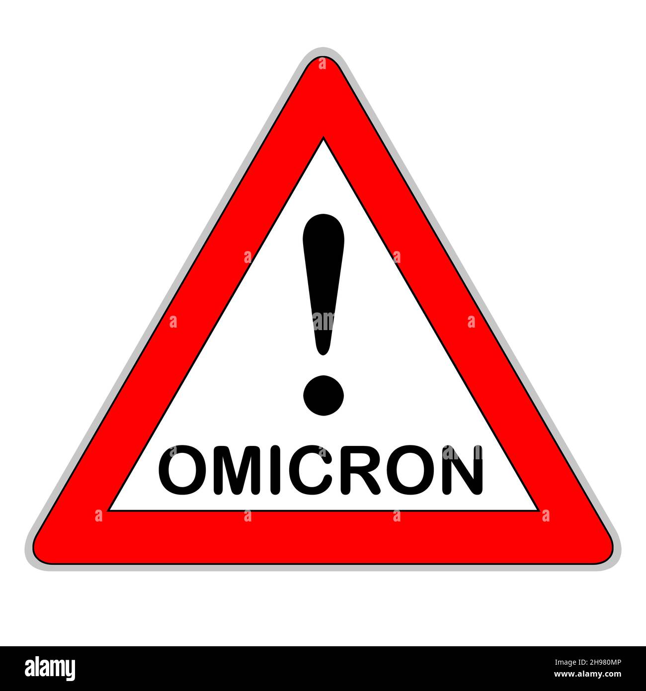 Warning traffic sign and Omicron isolated against white background ...