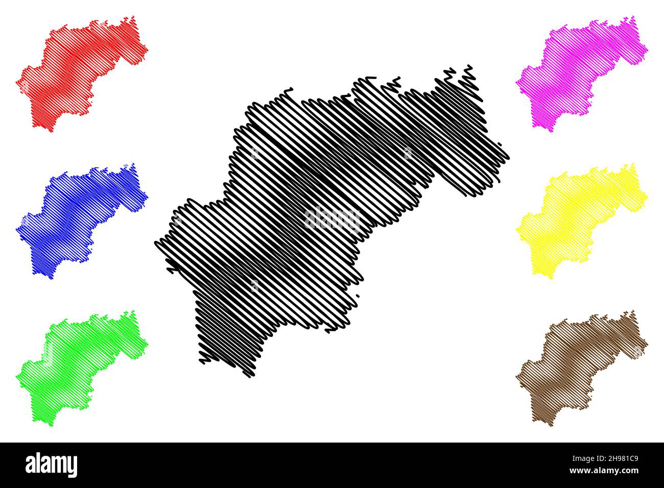Churu district (Rajasthan State, Republic of India) map vector ...