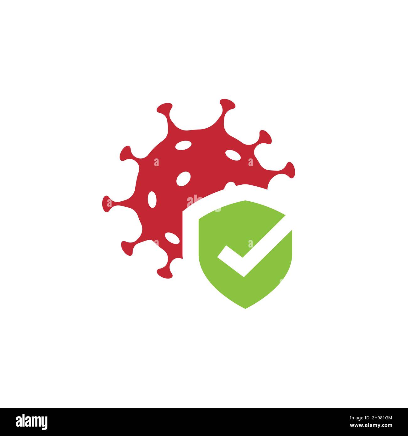Covid-19 virus with shield and checkmark. Coronavirus, covid safe and ...