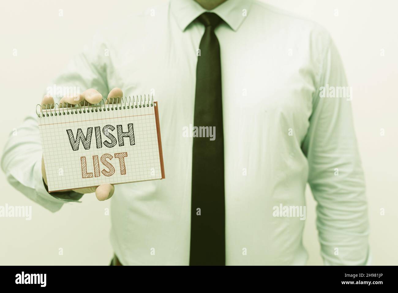 Conceptual display Wish List. Business showcase List of desired but ...