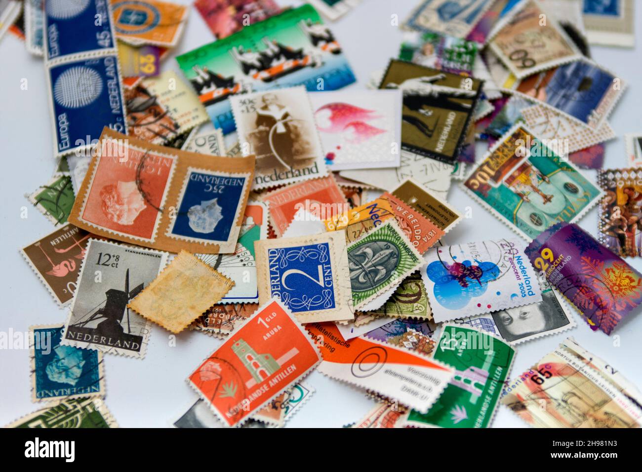 A bunch of different Dutch postage stamps Stock Photo - Alamy