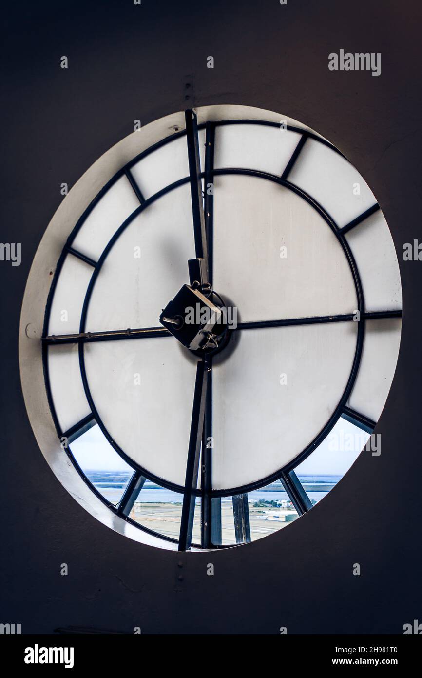 A vertical shot of a clock detail of the Hallgrimskirkja church in ...
