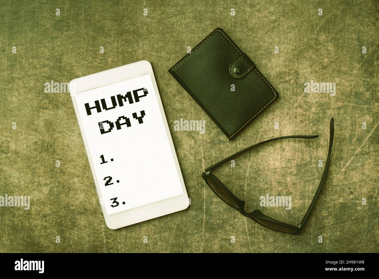 Sign displaying Hump Day. Business idea climbing a proverbial hill to ...