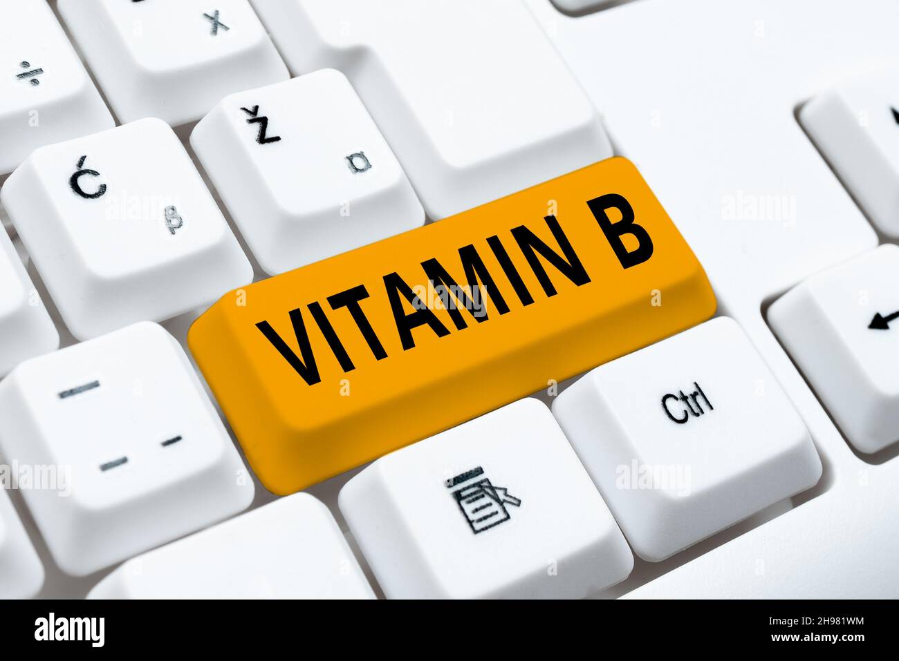 Hand writing sign Vitamin B. Business concept Nutrient that helps keep ...