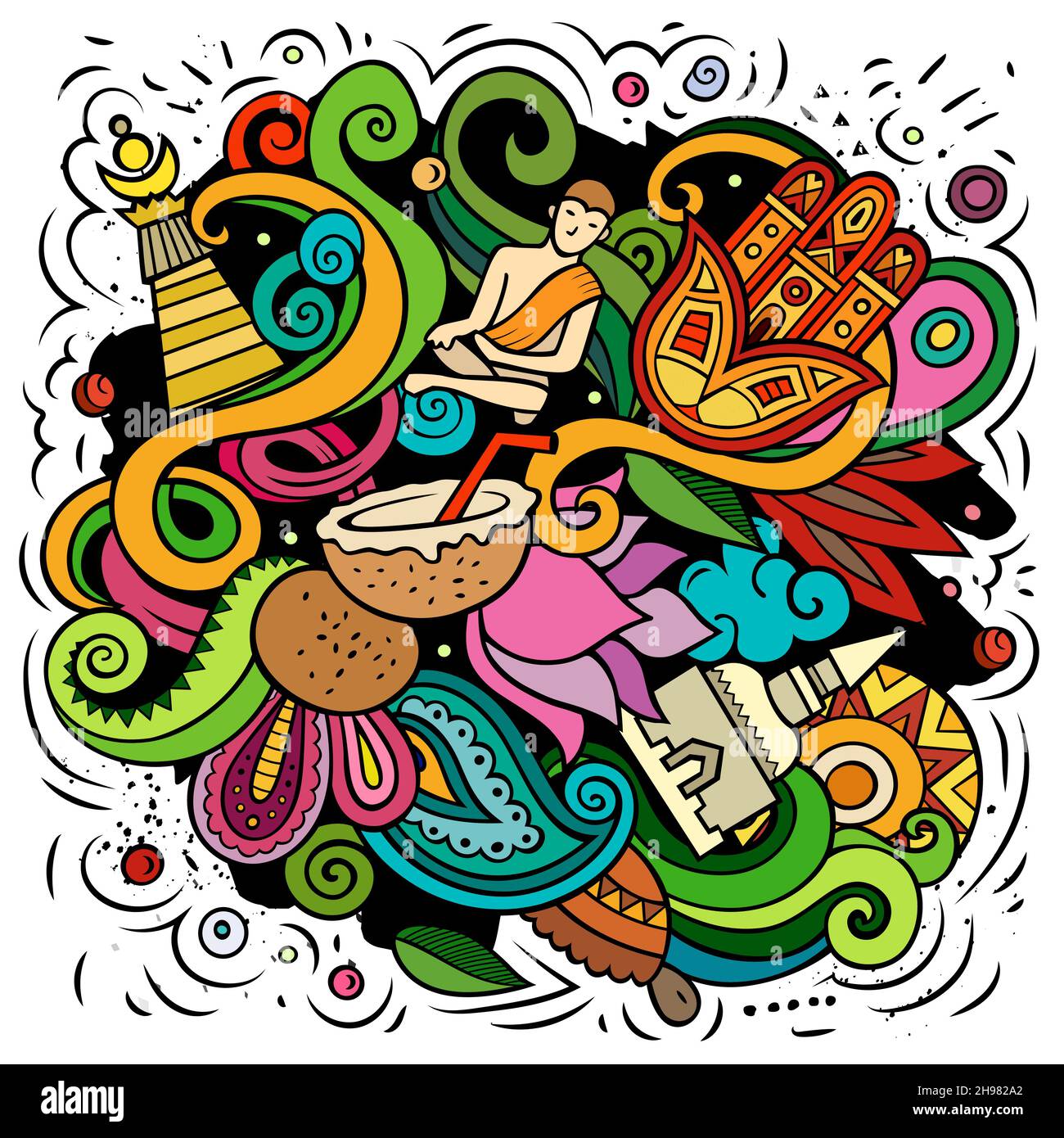 India cartoon vector doodle illustration. Colorful detailed composition ...