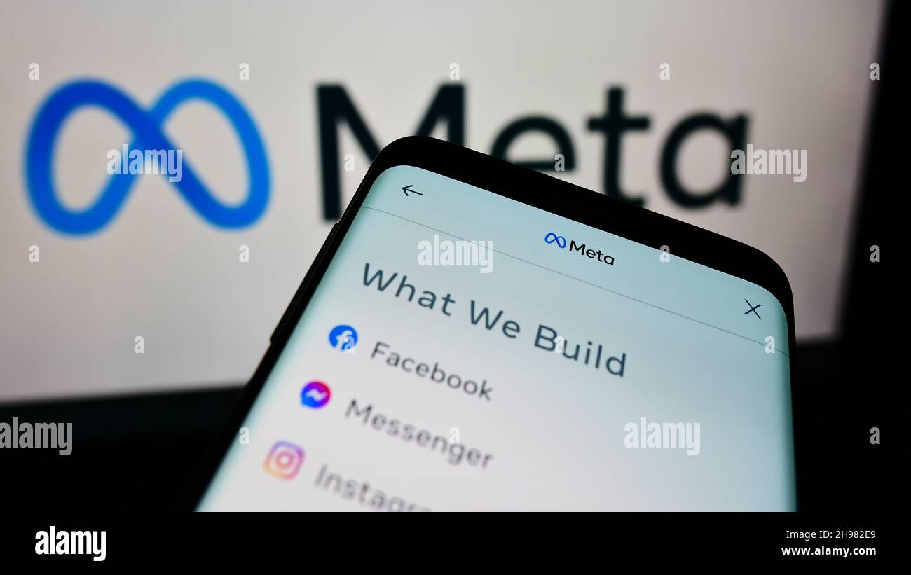 Mobile phone with website of US technology company Meta Platforms Inc ...