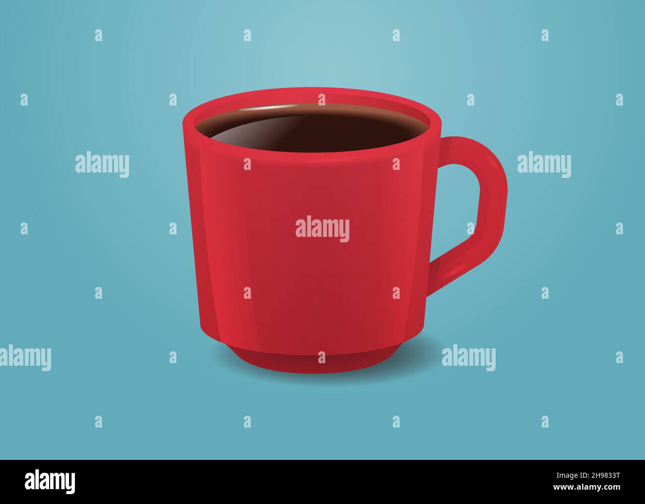 realistic coffee in red cup hot americano drink Stock Vector Image ...