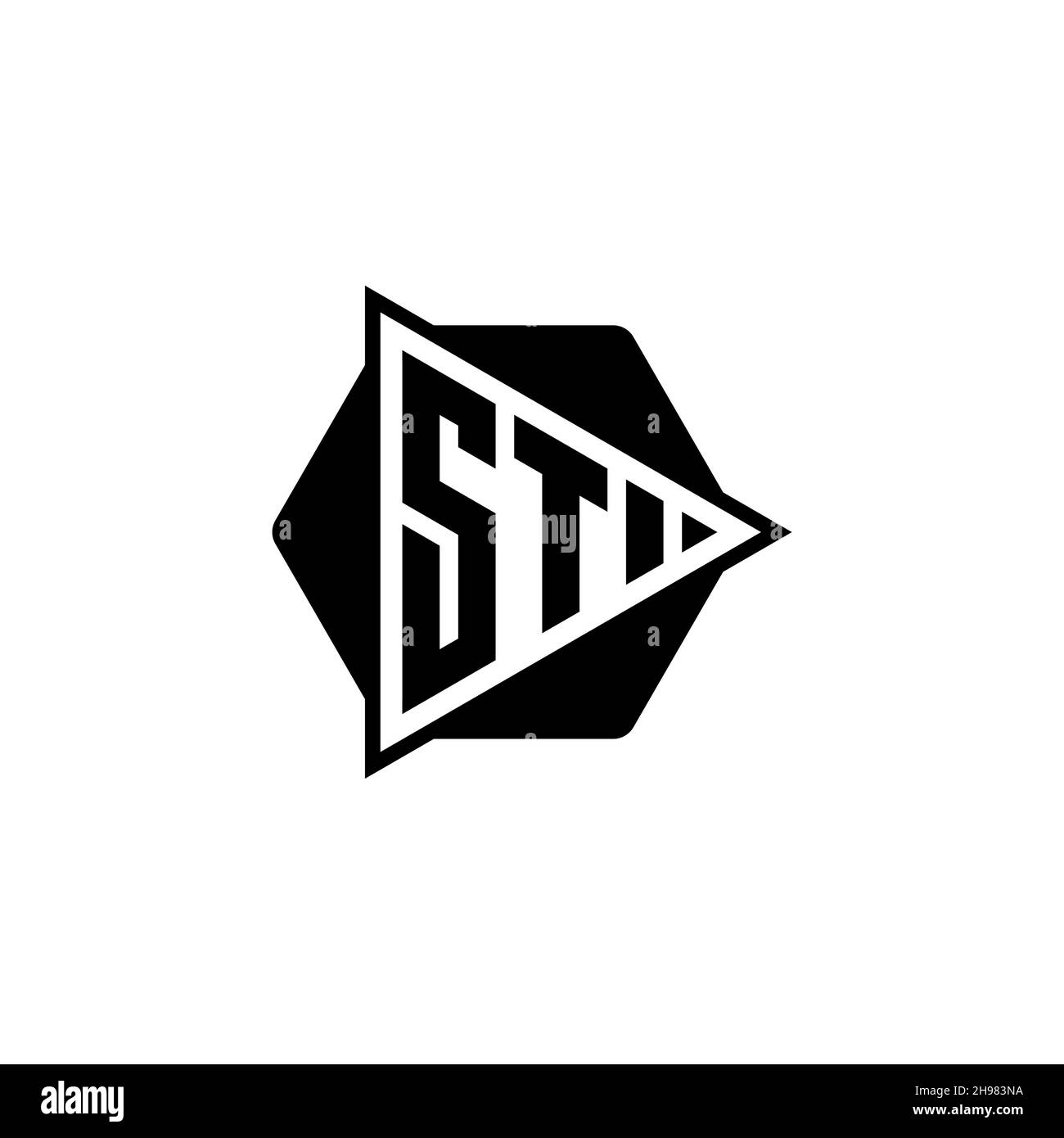 ST Monogram logo letter with triangle play button shape hexagonal ...