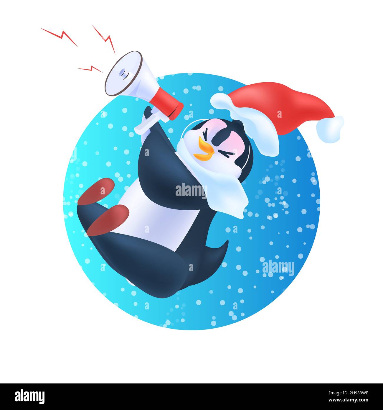 cute penguin using loudspeaker sale poster holiday shopping ...