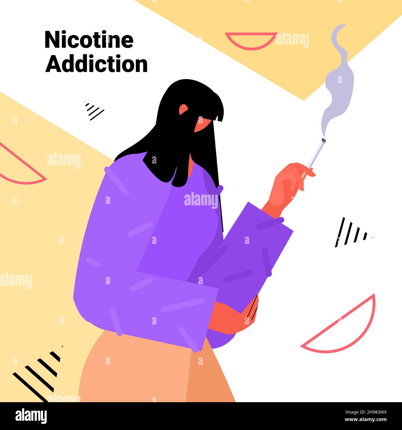 woman smoking cigarette bad habits unhealthy lifestyle nicotine ...