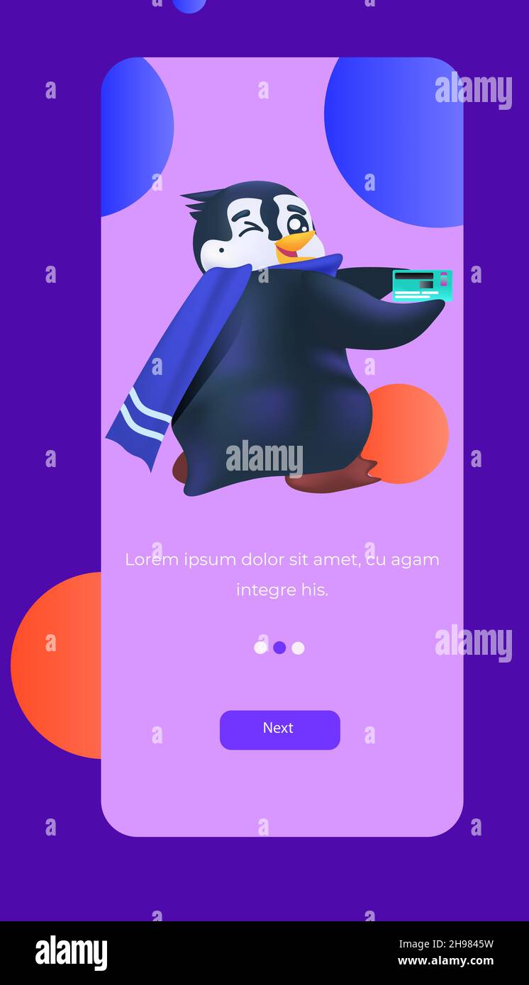 cute penguin using credit card holiday shopping payment money ...