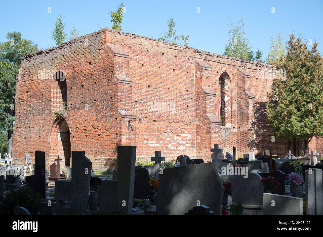 Ruined brick gothic church of St John the Baptist burnt in 1945 by ...