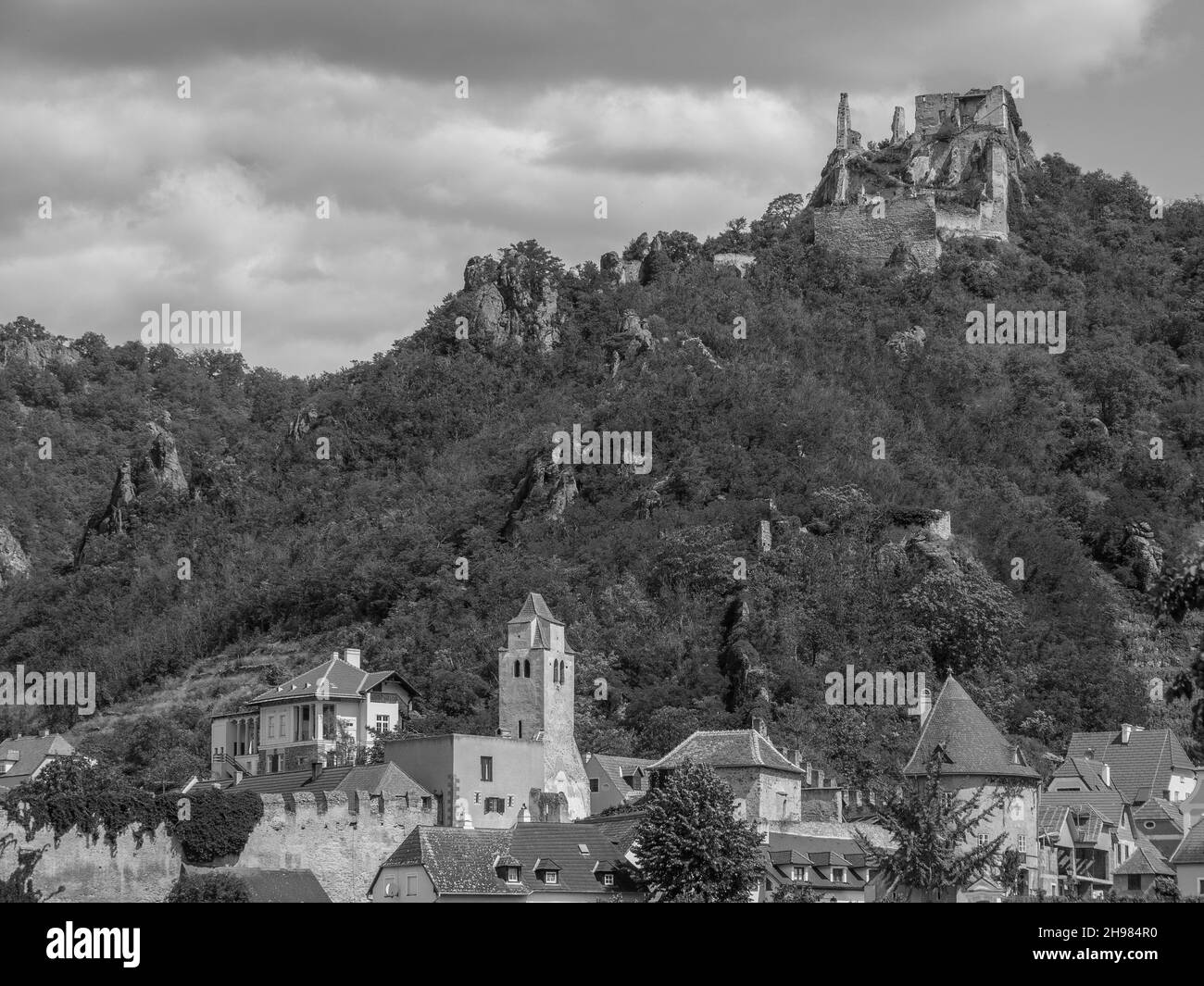 the small austrian village duernstein at the danube river Stock Photo ...