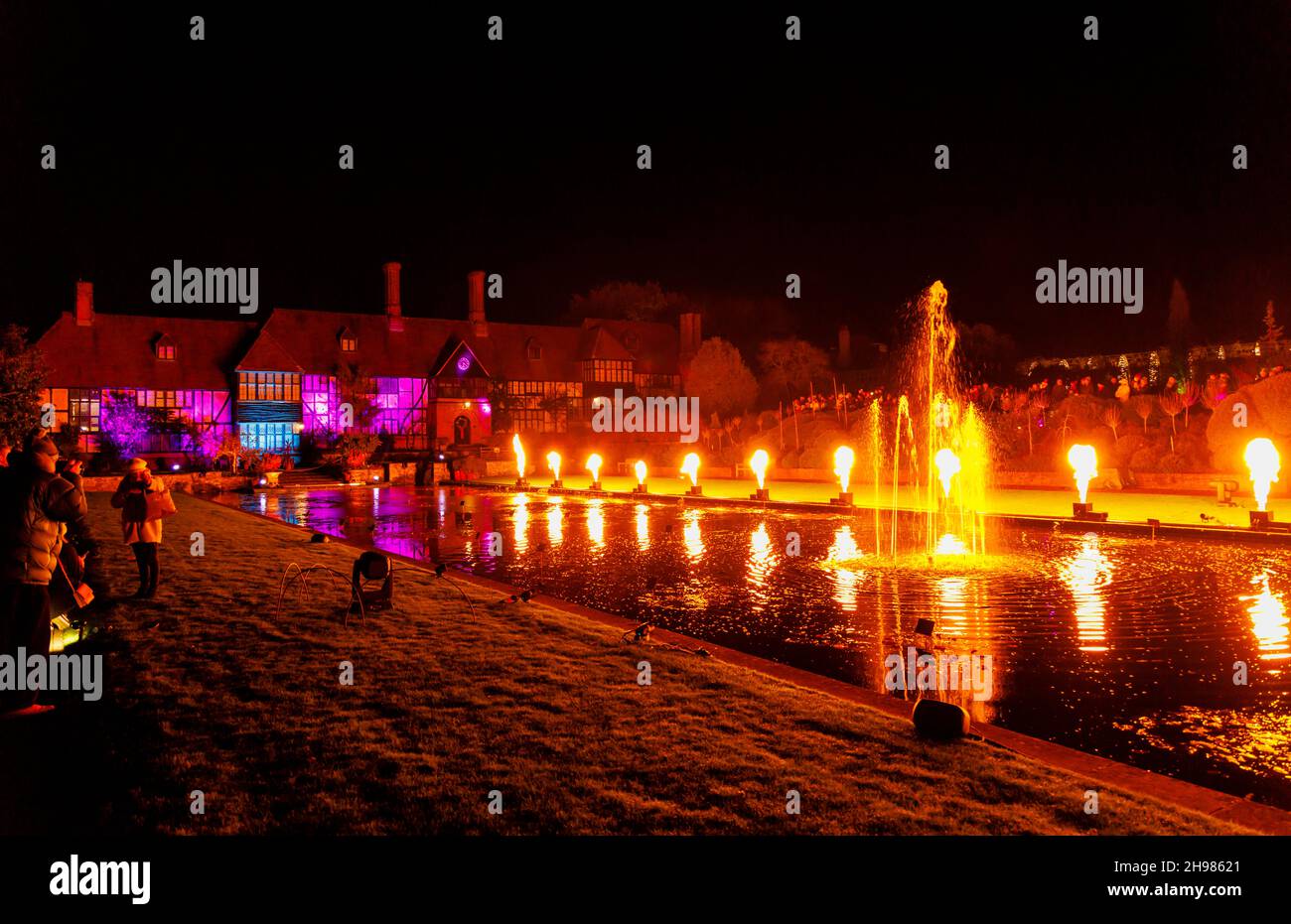 The Laboratory Building, Jellicoe Canal and flare lighting at Glow 2021 ...