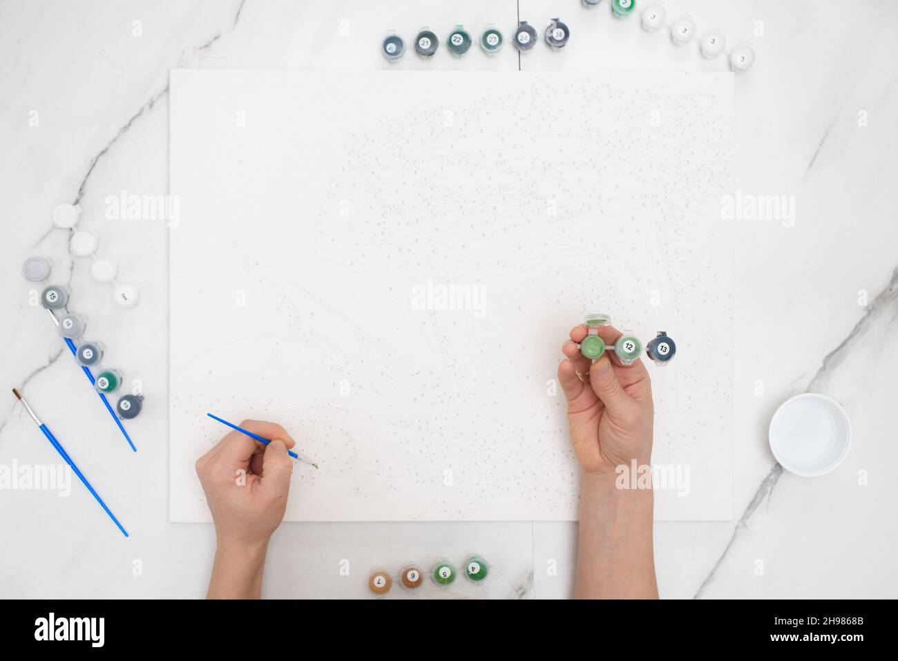 hobby at home painting by numbers to draw from above a view of women's ...