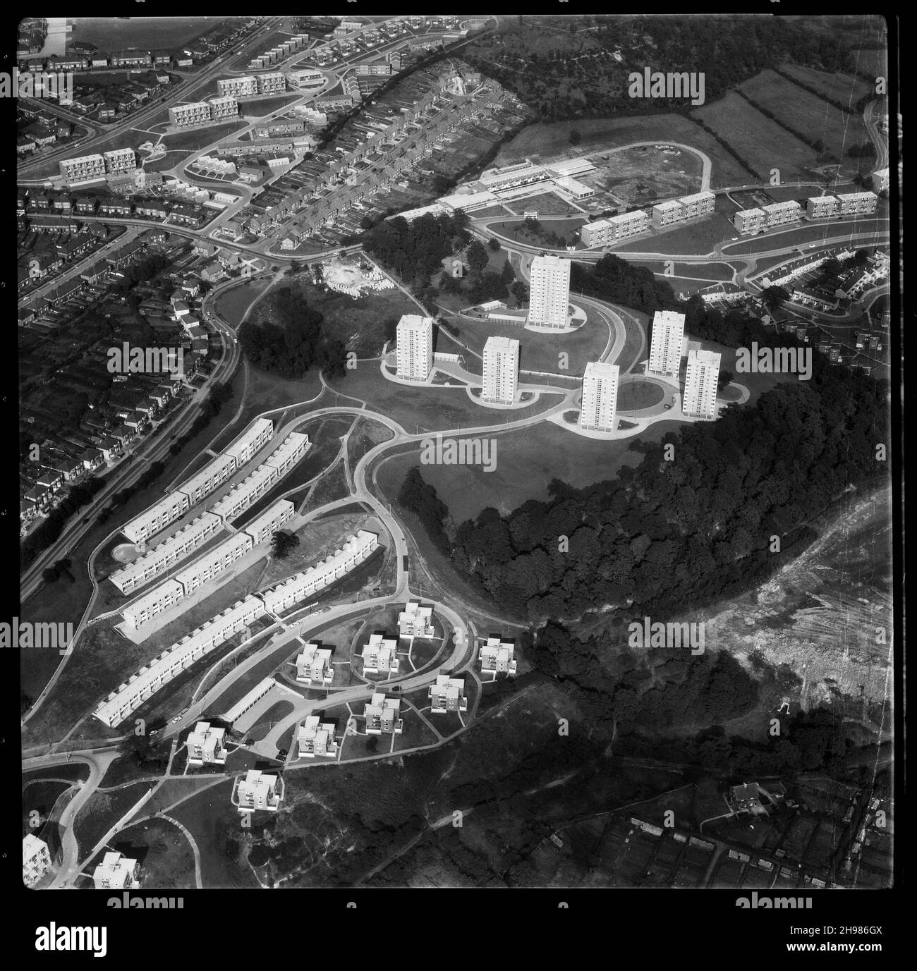 The Gleadless Valley housing estate and tower blocks at Callow Mount ...