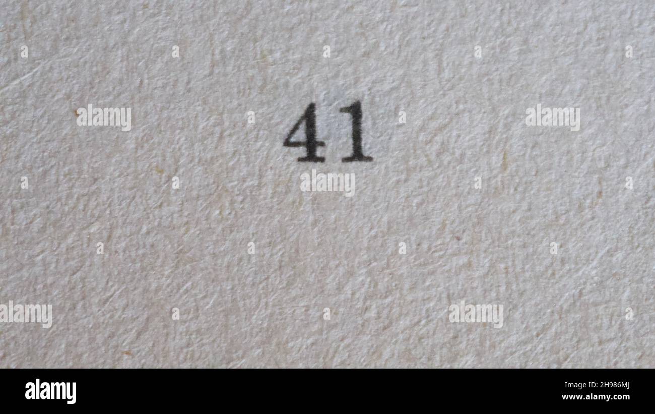 The number 41 printed on a piece of paper. Paper texture Stock Photo ...