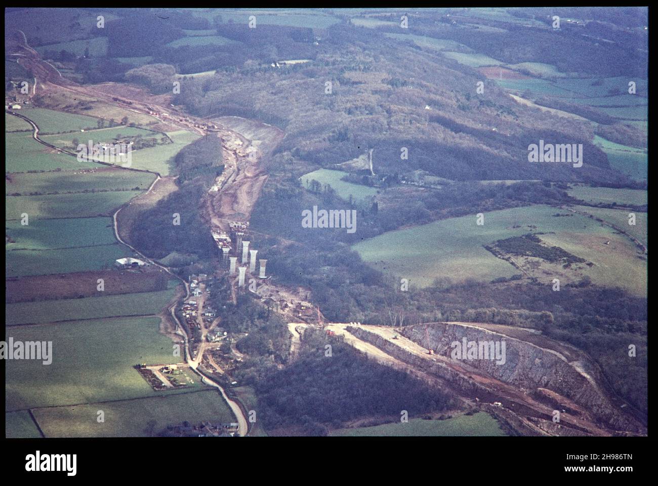 Construction of viaduct during M5 motorway construction works ...