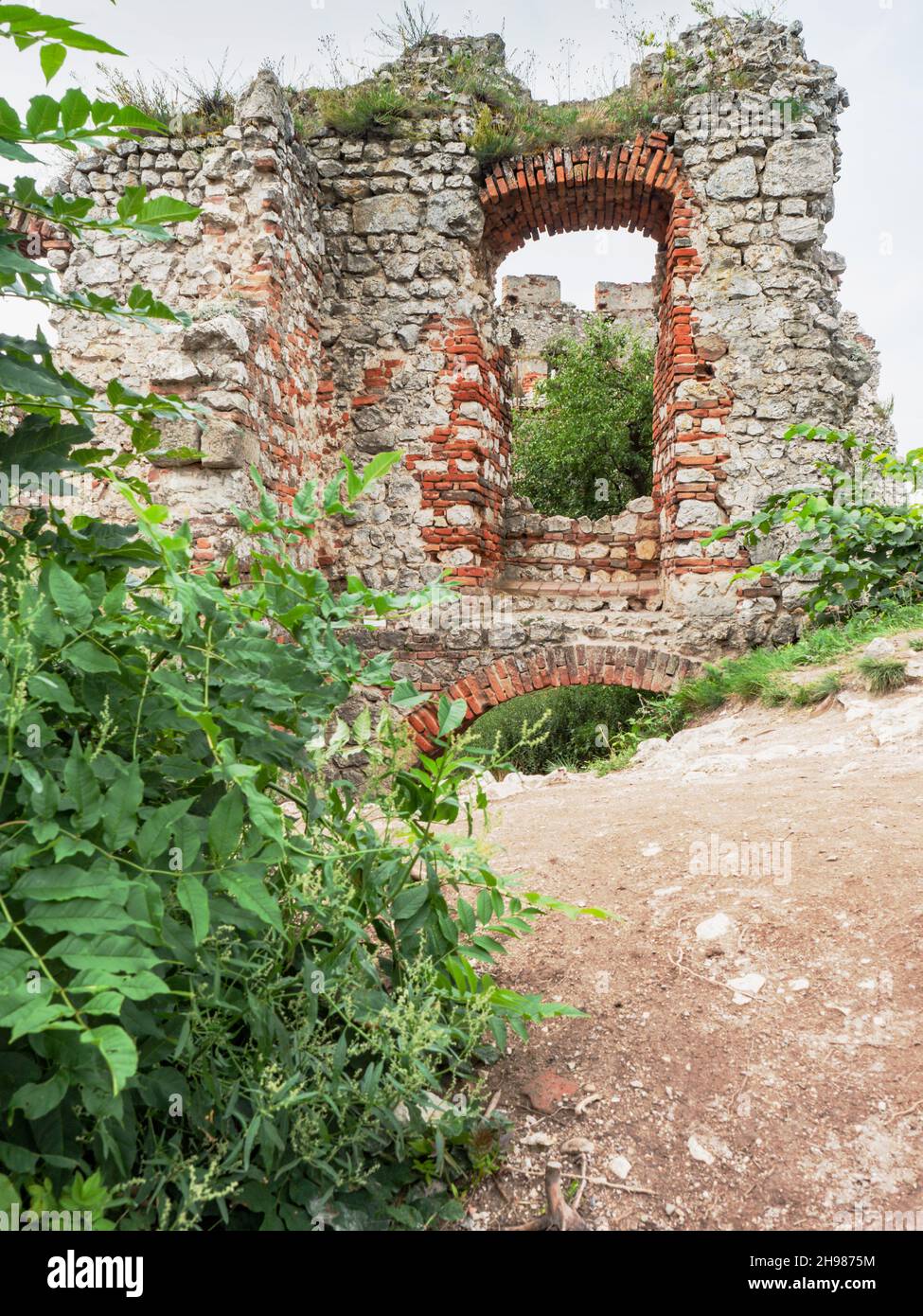 Interier of Ruin Devicky gothic castle on the hill above Dolni ...