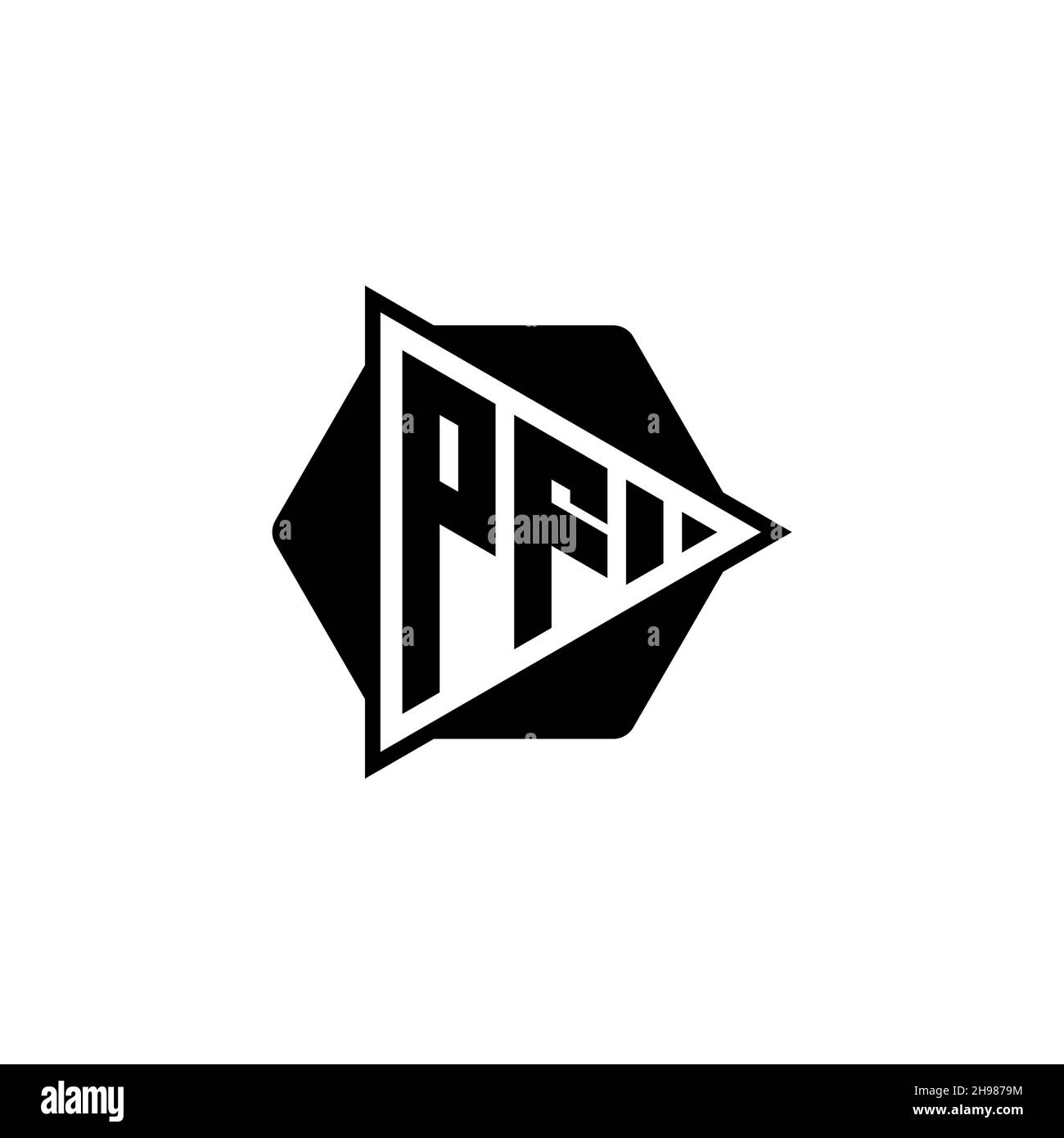 PF Monogram logo letter with triangle play button shape hexagonal ...