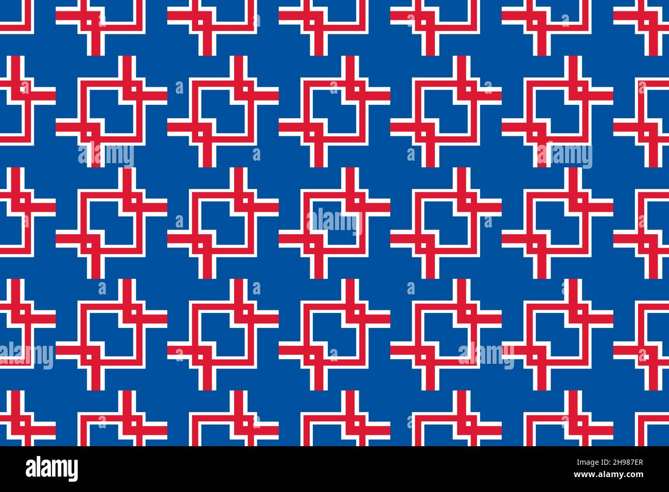 Geometric pattern in the colors of the national flag of Iceland. The ...