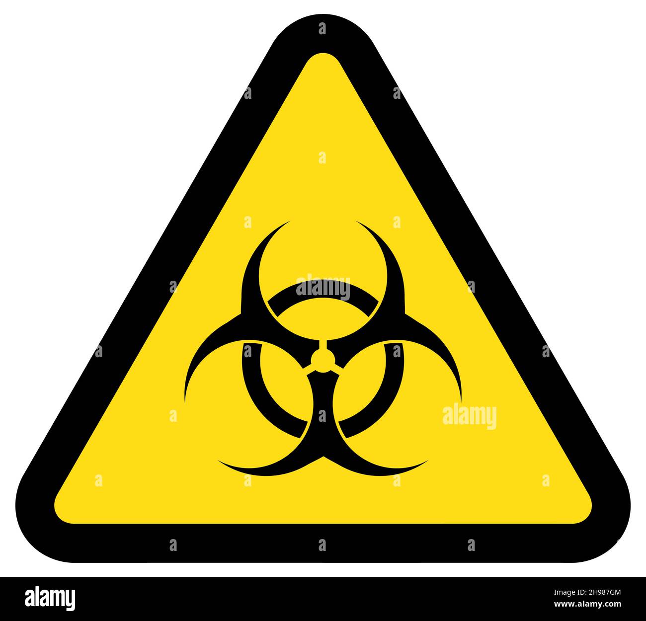 Biohazard yellow triangle vector warning sign isolated on white ...