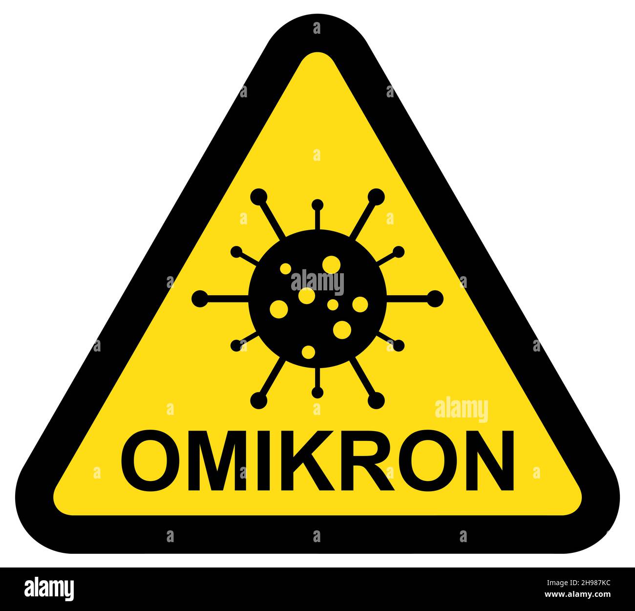 Coronavirus omikron yellow triangle vector warning sign isolated on ...